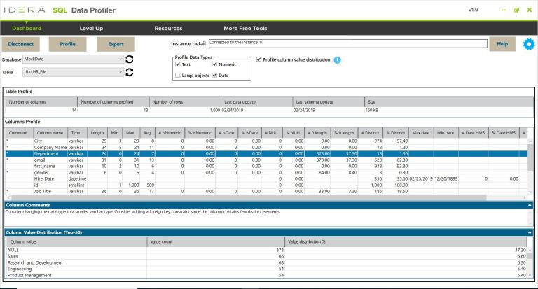 Free SQL Data Profiling Tool: Idera SQL Data Profiler | Smoak Signals ...