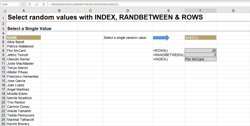 Select Random Sample Values and Rows using Excel | Smoak Signals | Data ...